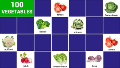 Matching Game with 100 Vegetables - Online & Free | Memozor
