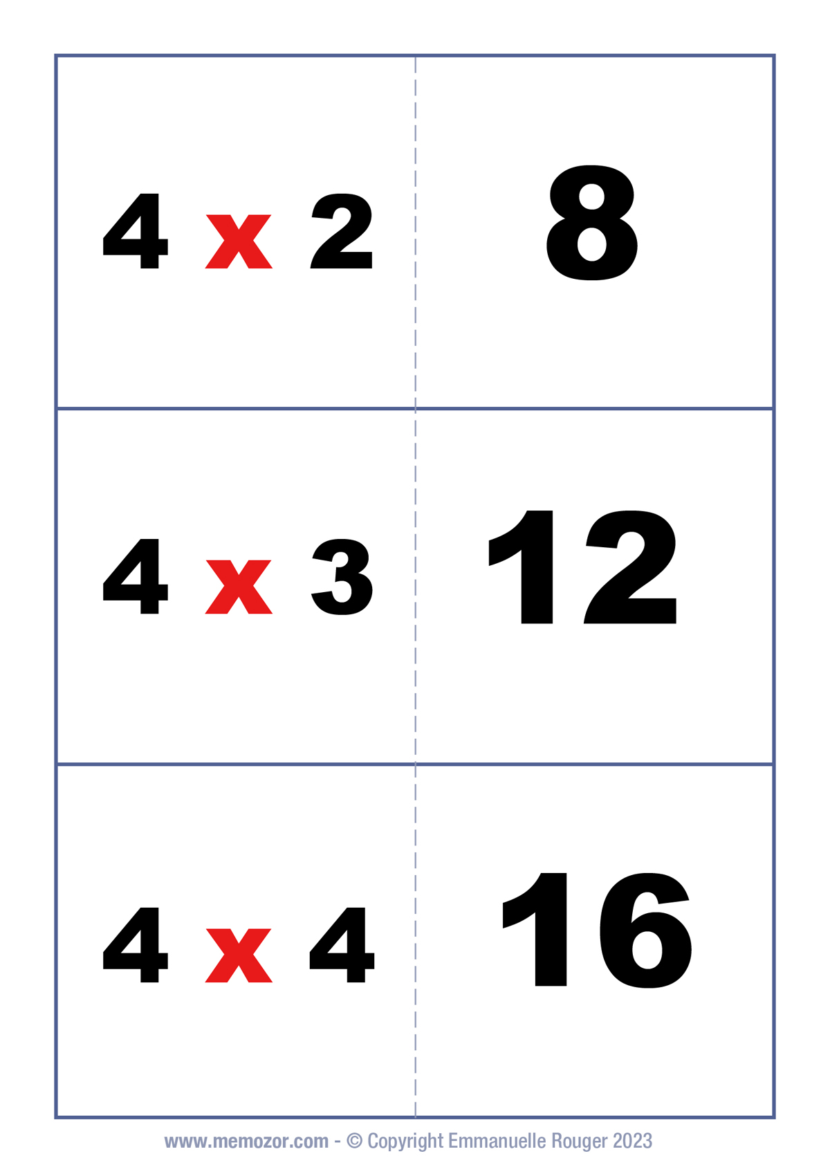 Multiplication Flash Cards 4 Times Table Free Memozor Multiplication Flash Cards 4 Times Table Free Memozor