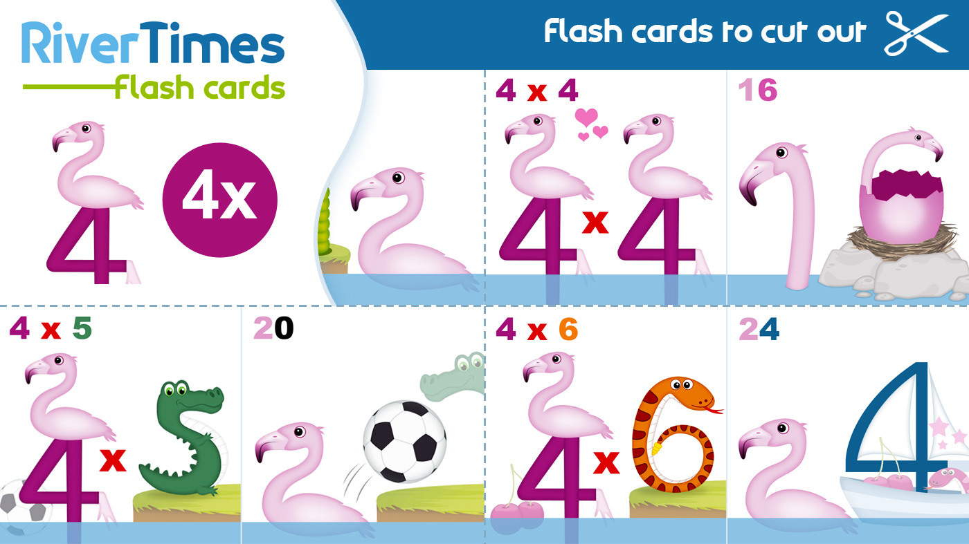 Multiplication Flash Cards 4 Times Table Print For Free RiverTimes Multiplication Flash Cards 4 Times Table Print For Free RiverTimes