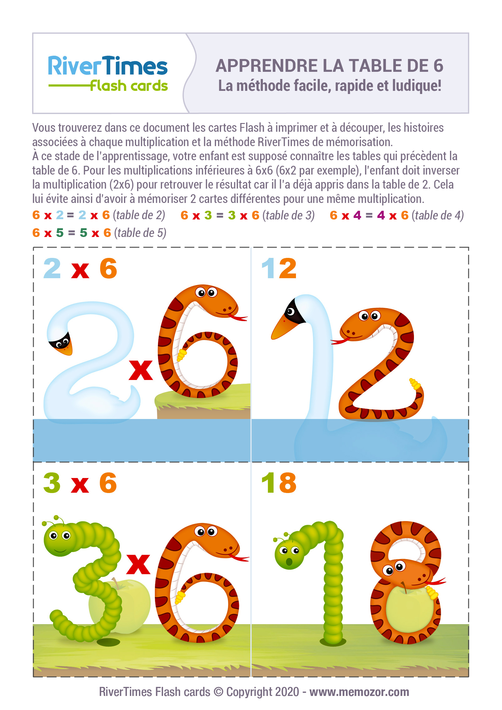 Cartes Multiplication Imprimer Table De 6 Ludique Gratuit 