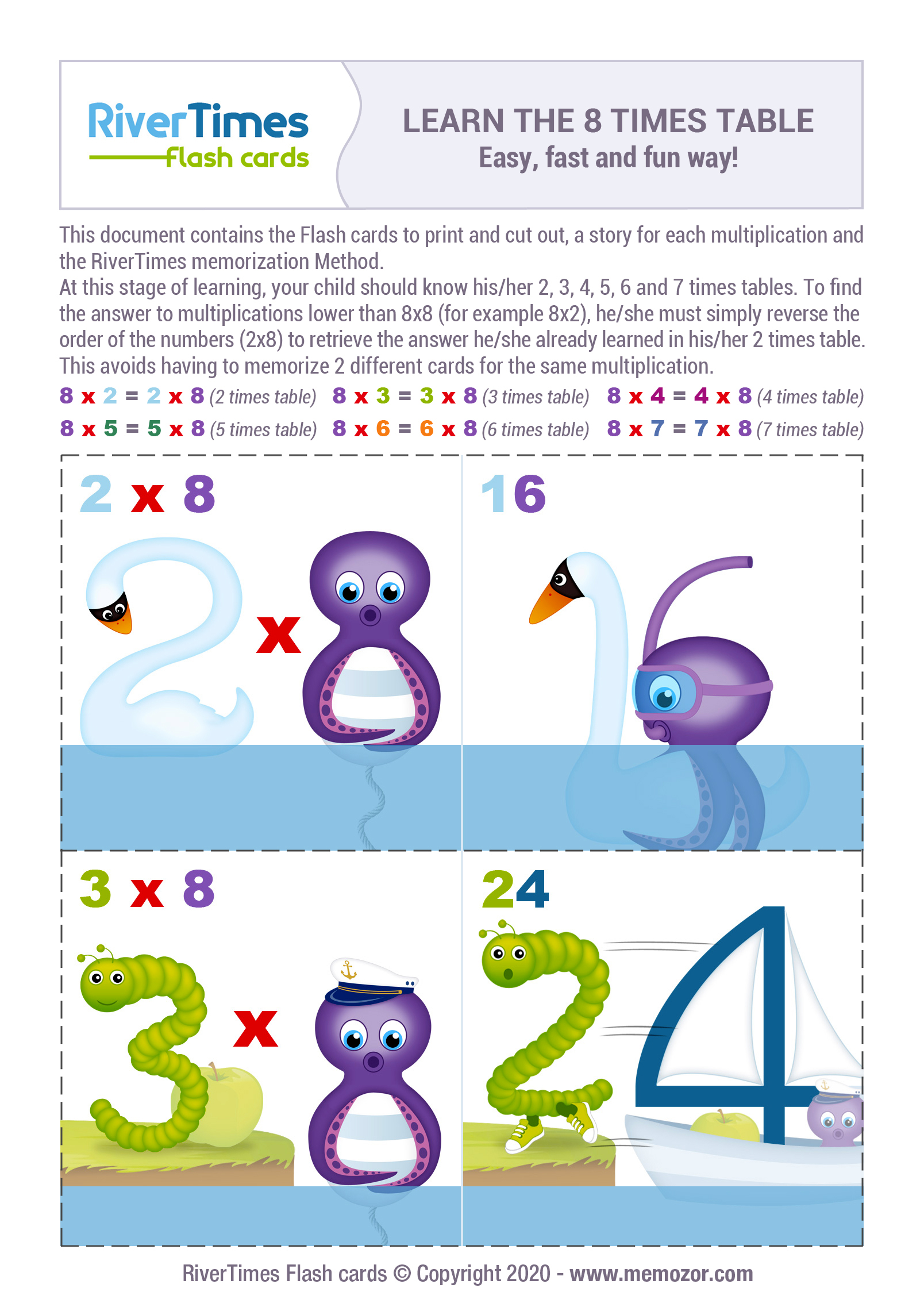 Multiplication Flash Cards 8 Times Table Print For Free RiverTimes Multiplication Flash Cards 8 Times Table Print For Free RiverTimes