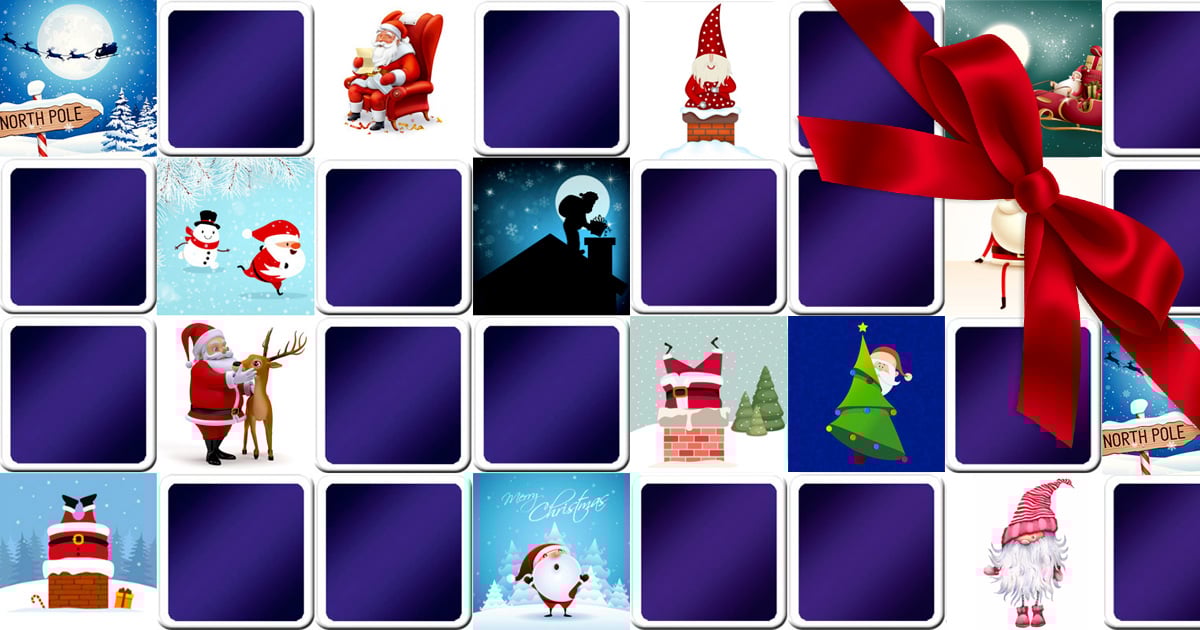 Jeu de memory enfant - Le Père Noël - en ligne et gratuit | Memozor