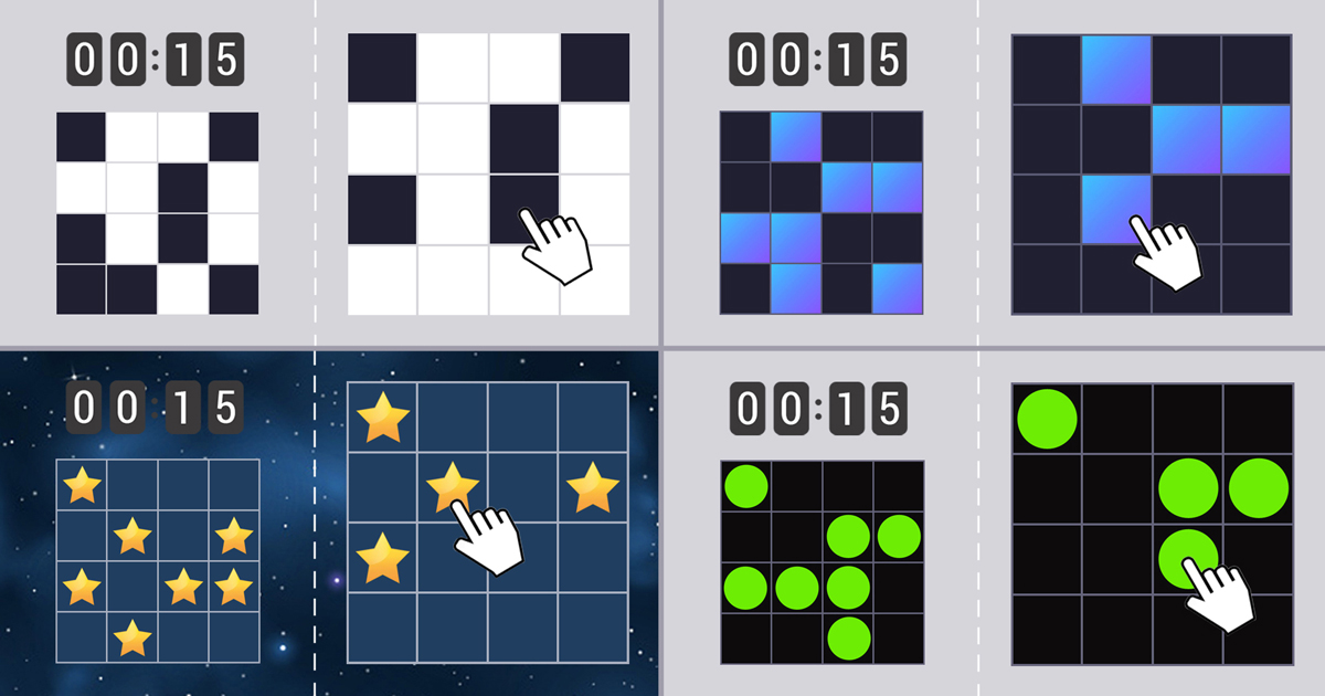 Memory games with grids of Squares - Online & Free | Memozor