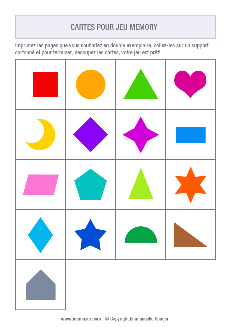 Jeu De Memory à Imprimer Formes Géométriques Imprimez Et Découpez