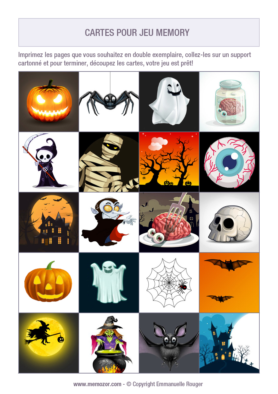 Jeu de memory à imprimer - Halloween - Imprimez et découpez les cartes ... Jeu de memory à imprimer - Halloween - Imprimez et découpez les cartes ...