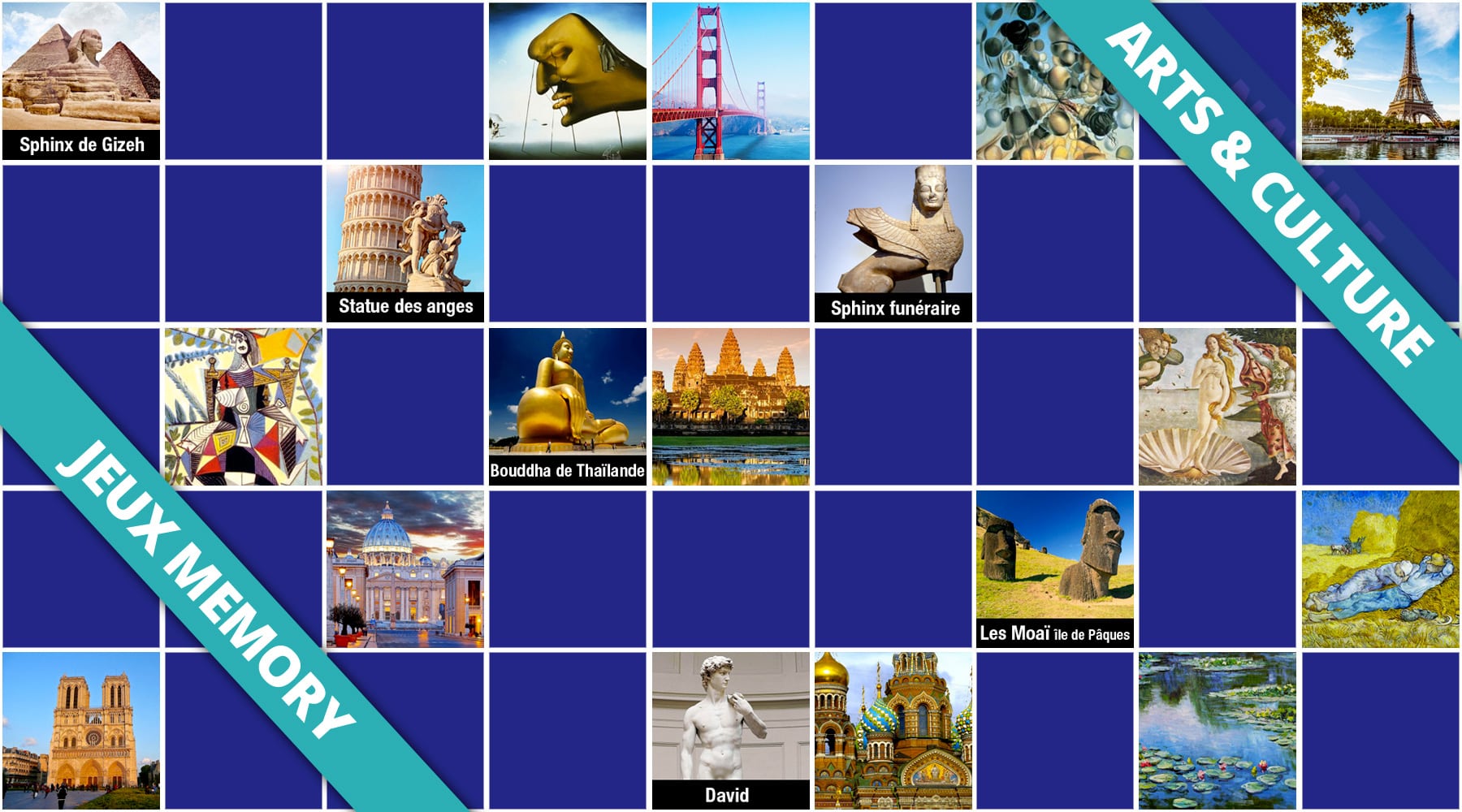 Jeux Memory Arts et culture - en ligne & Gratuits | Memozor