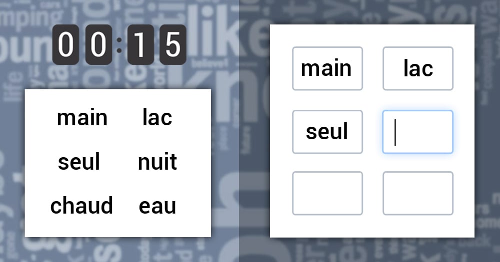 Jouer au jeu de mémoire - liste de mots à mémoriser | Memozor